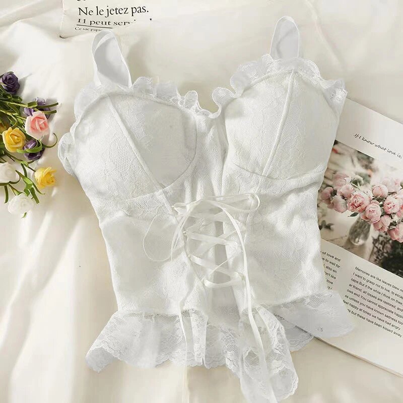 Одежда, блузки, сексуальные укороченные топы, женский корсет, кружевная бандажная футболка, женский топ на бретельках, модный жилет без рукавов