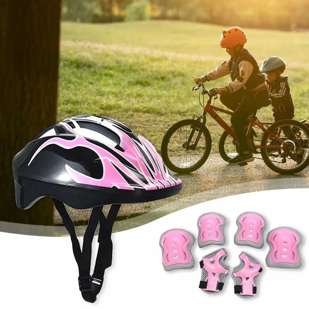Детский комплект защиты для спорта: шлем + защита коленей и локтей для велосипеда и самоката