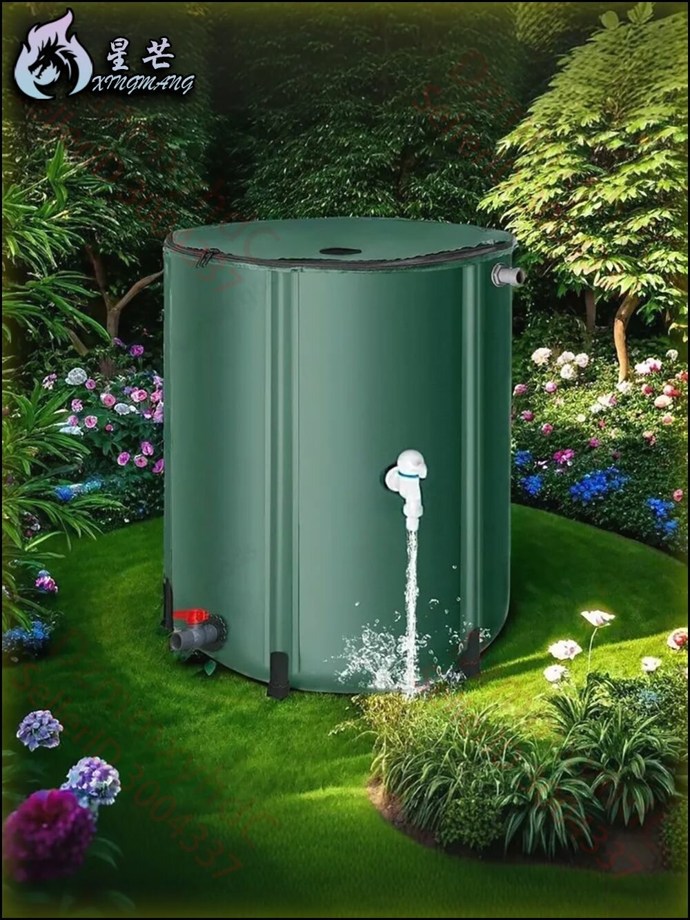 Садовый бак 200 л из прочного ПВХ для воды, полива и хранения, с крышкой