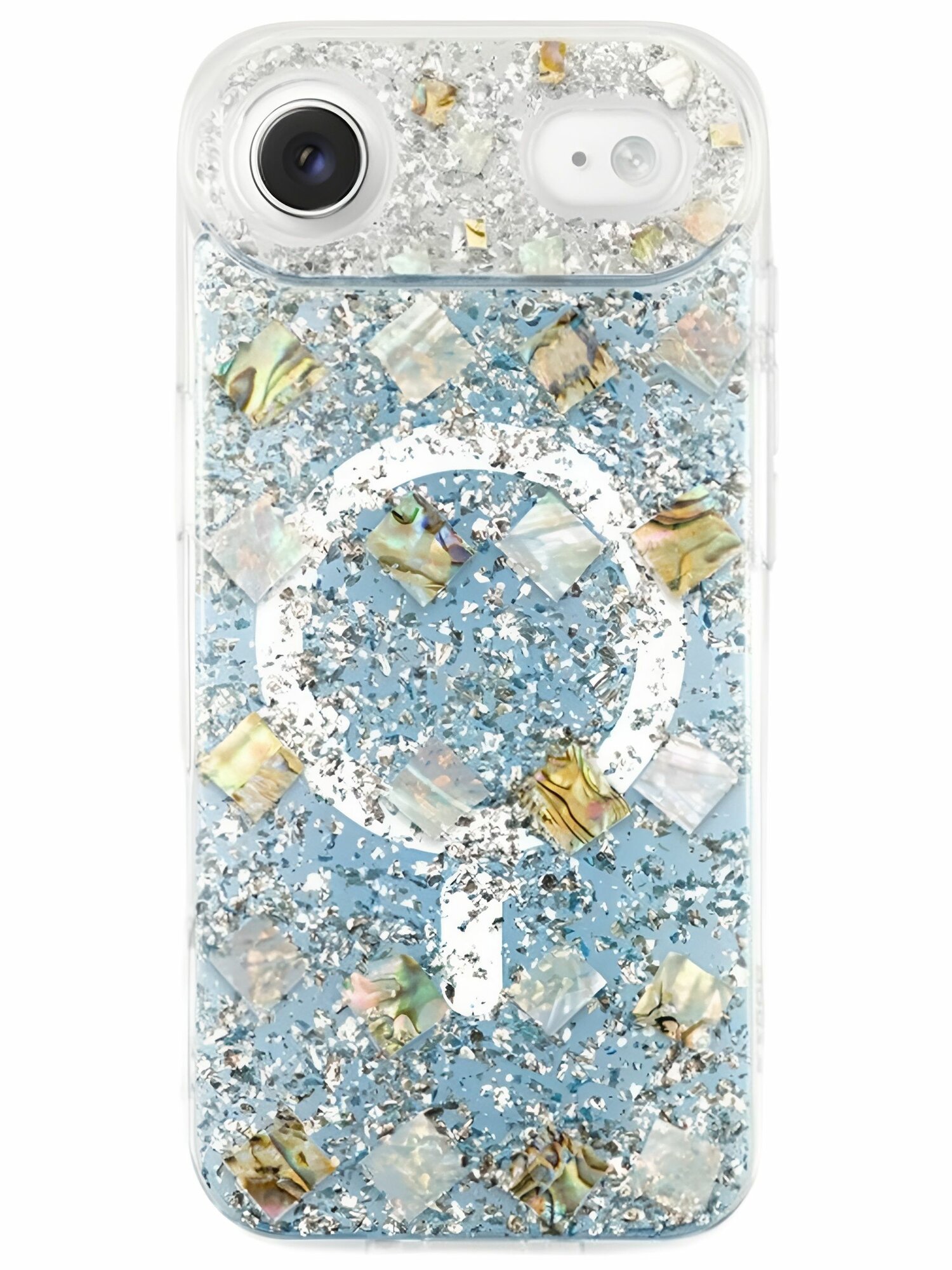 Чехол на iPhone 17 Air, Mag Flowers c поддержкой беспроводной зарядки, Blue
