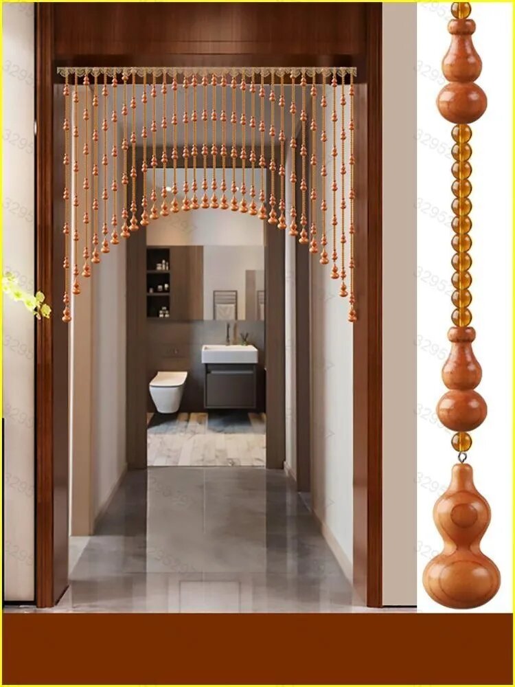 Занавеска на дверь из бусин 80x75 см светло-коричневый дверной проем декор