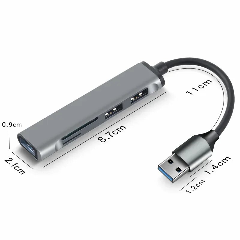 DIXSG концентратор USB 3.0 с кардридерами 805GREY-USB