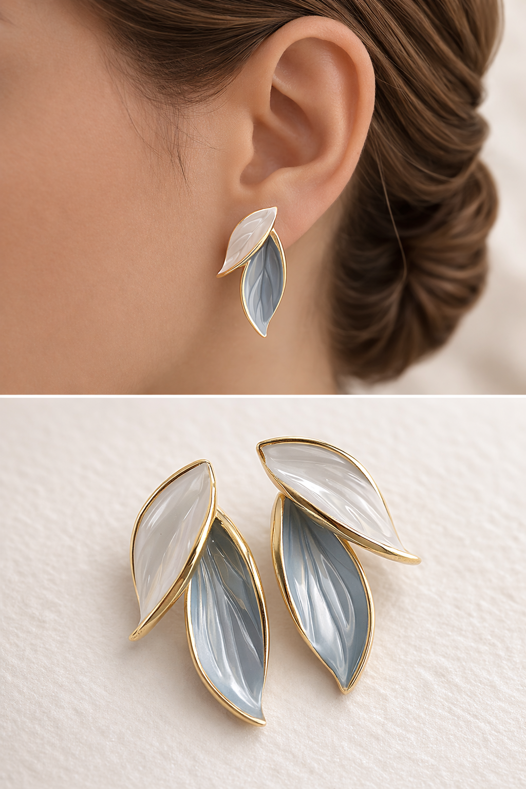 Серьги пусеты, эмаль