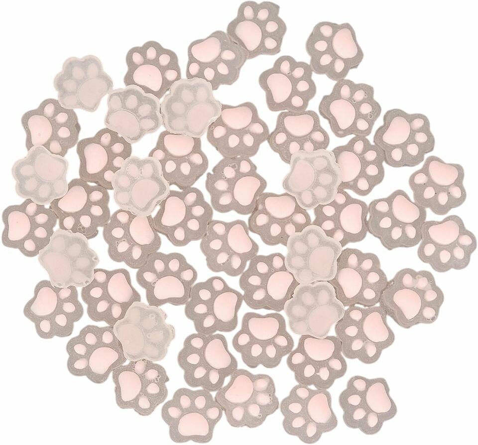 Декор для творчества "Лапка", набор светящихся в темноте декоративных элементов из акрила для рукоделия и поделок, в комплекте 50 шт, 0,8 х 0, 8 см