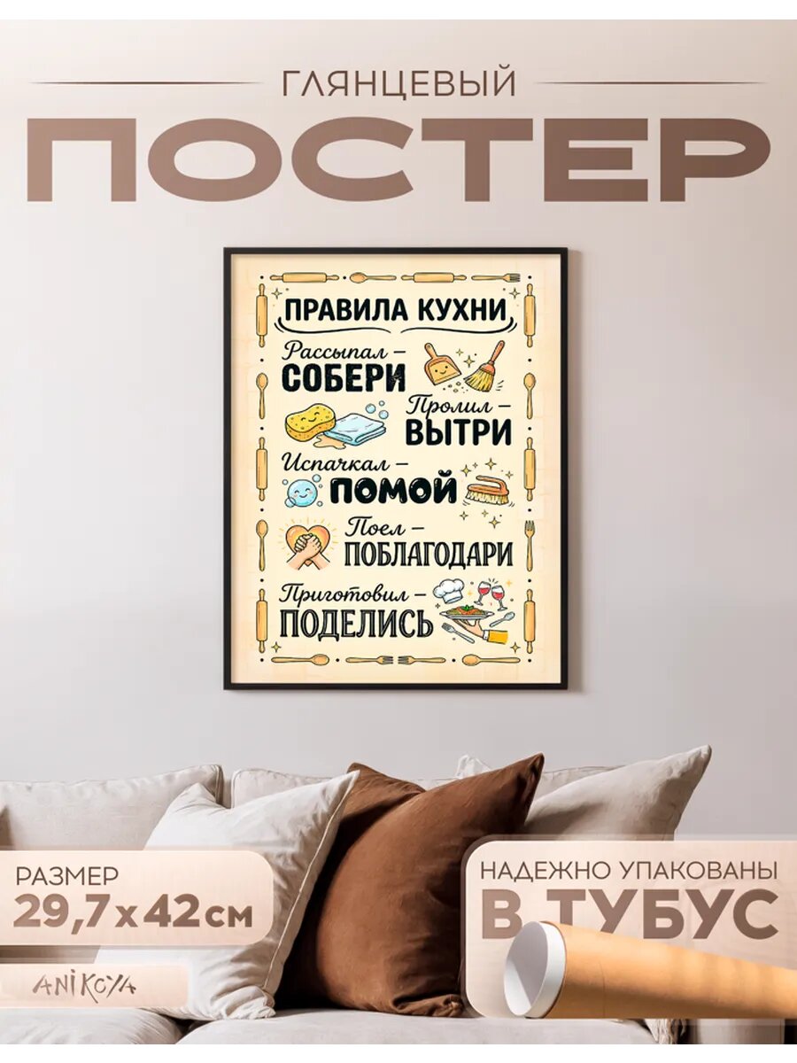 Постер правила кухни на стену