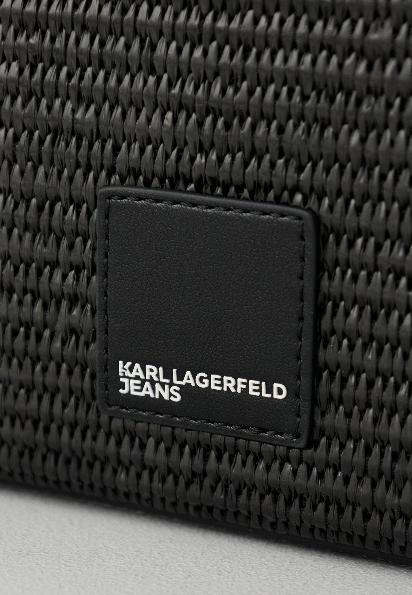 Сумка багет KARL LAGERFELD JEANS KLJ BOX LOGO RAFFIA POUCH, фактура плетеная, черный — фото 1