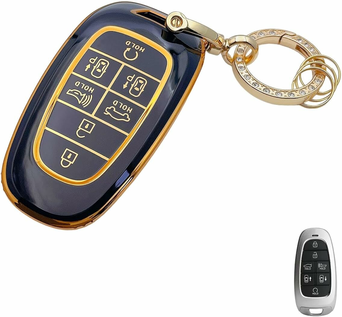 Чехол-брелок для Kia с брелком, черный мягкий защитный чехол из ТПУ для Telluride 2023 2024, 5 кнопок, умный дистанционн