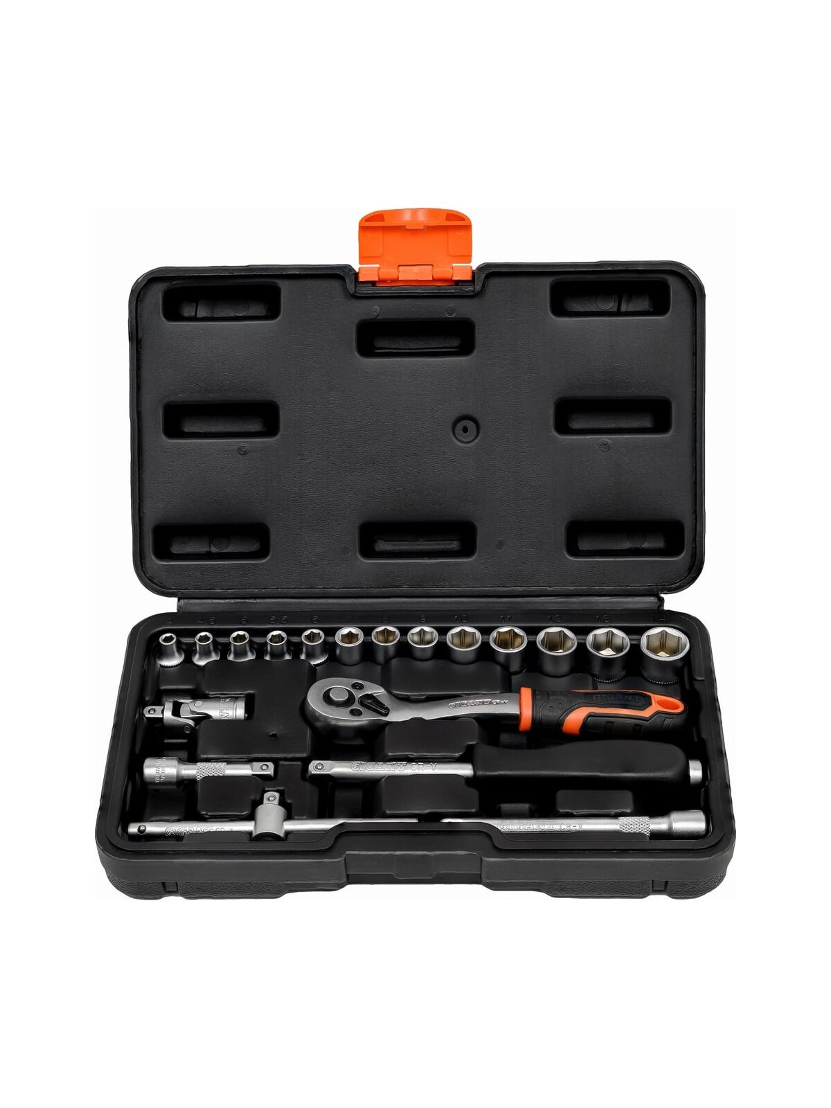 Набор 6-ти гранных головок с трещеткой 1/4 19 пр. Gigant, Min размер головки-4мм, Max размер головки-14мм, GAS19