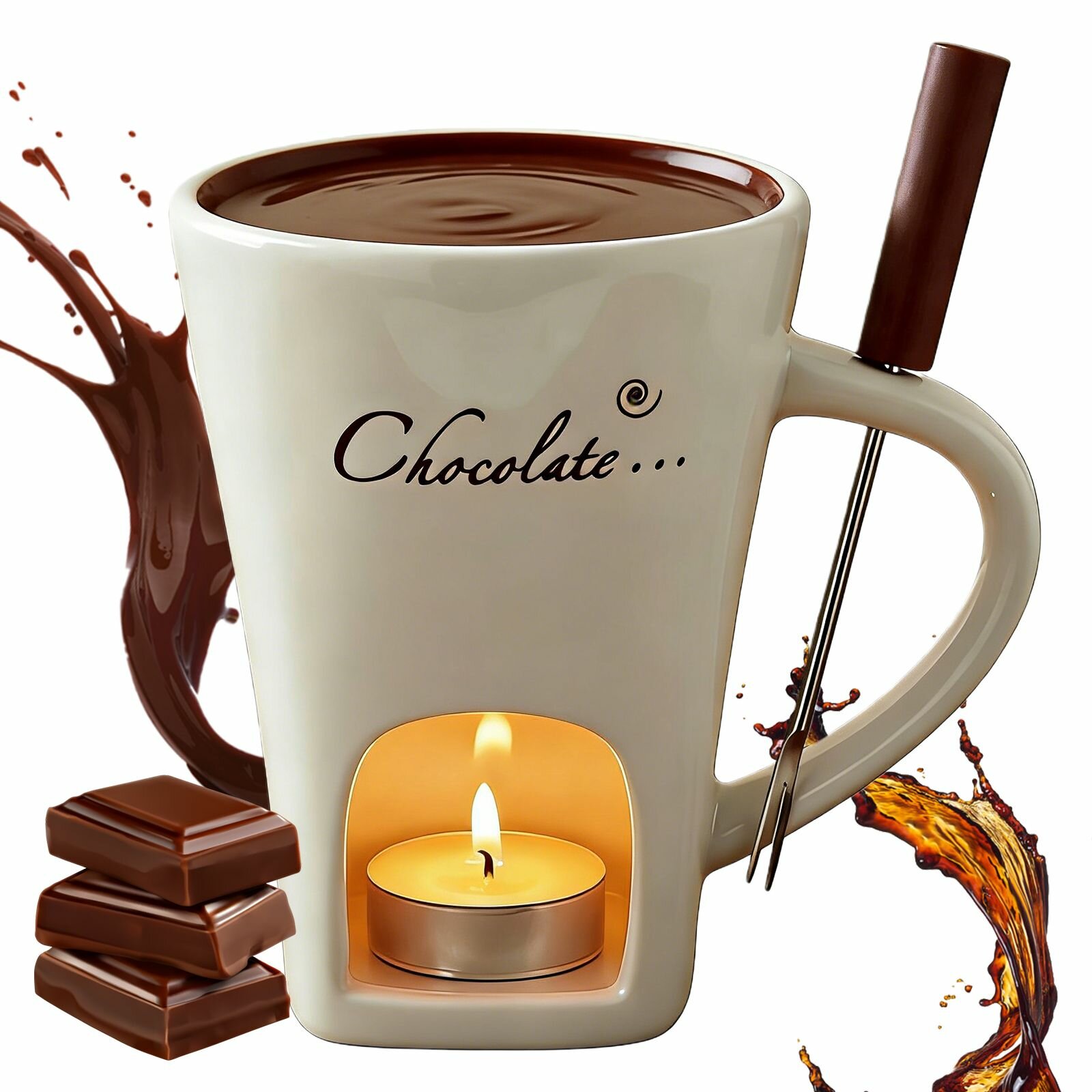 Керамическая чашка для горячего шоколада с подогревом на свече