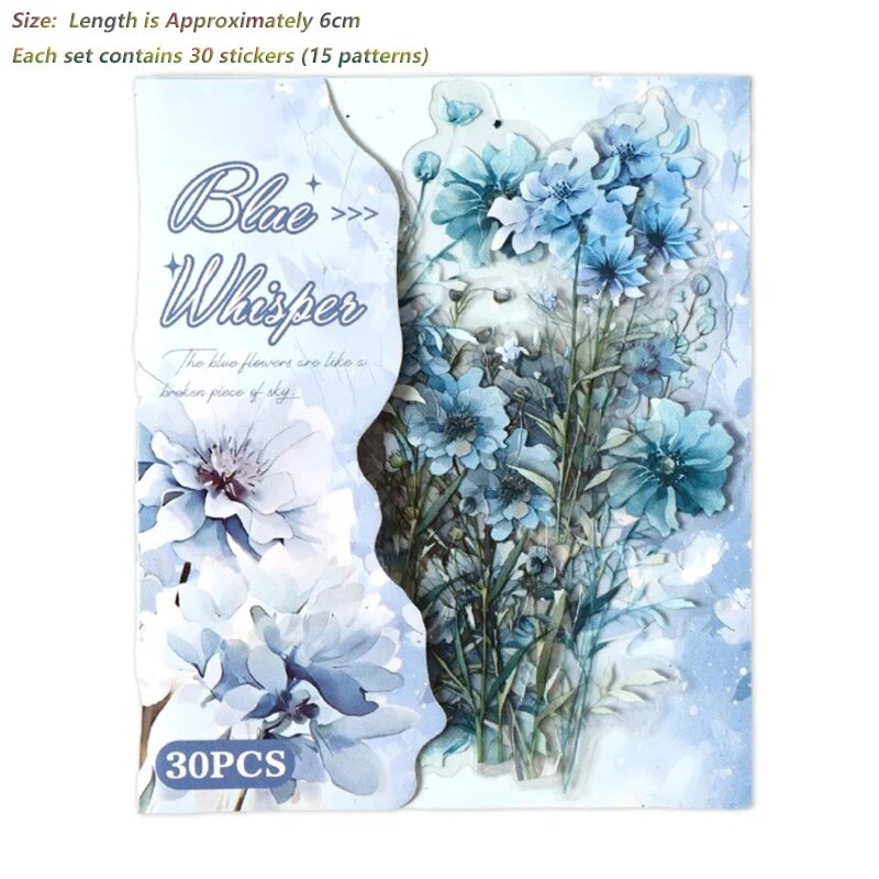 Наклейки Blue Whisper, 30шт, цветы, скрапбукинг, Style 4-30 sheets