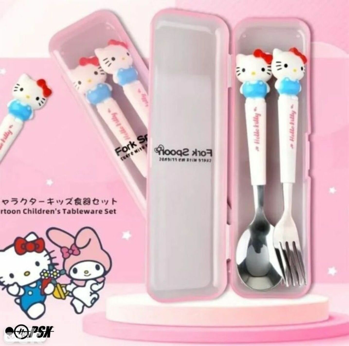 Эксклюзивный набор посуды для детей Sanrio Hello Kitty Melody Kuromi с ручкой из силикона, популярная модель