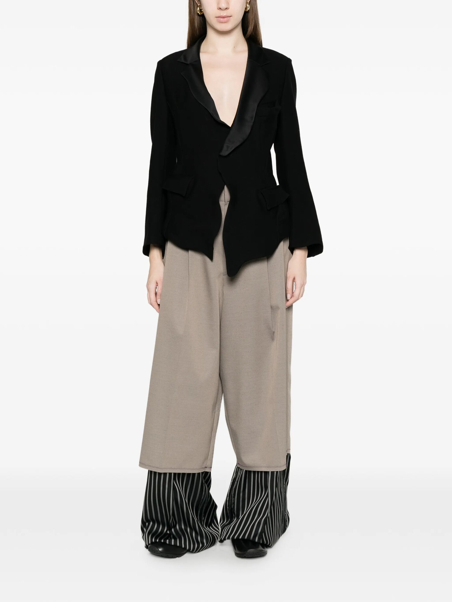 Куртка Undercover Notched lapel asymmetric jacket, размер 46, black/black — фото 1