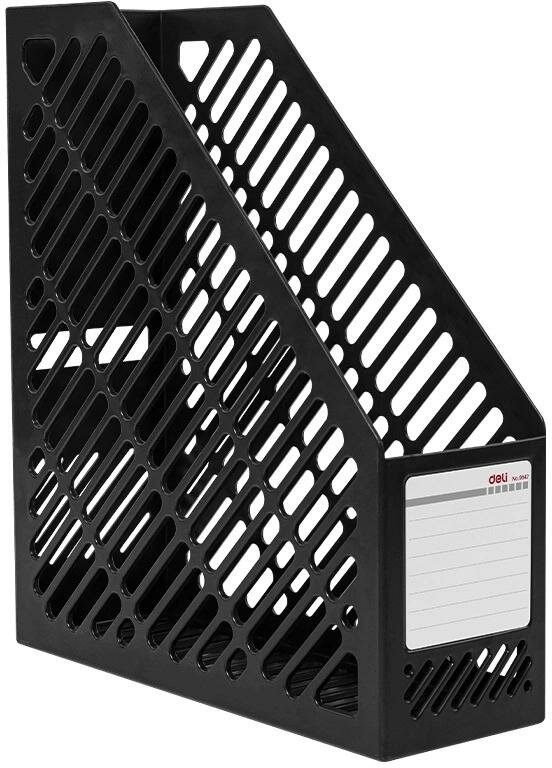 Лоток для бумаг Deli вертикальный, 1 отделение, черный, пластик (E9842 BLACK)