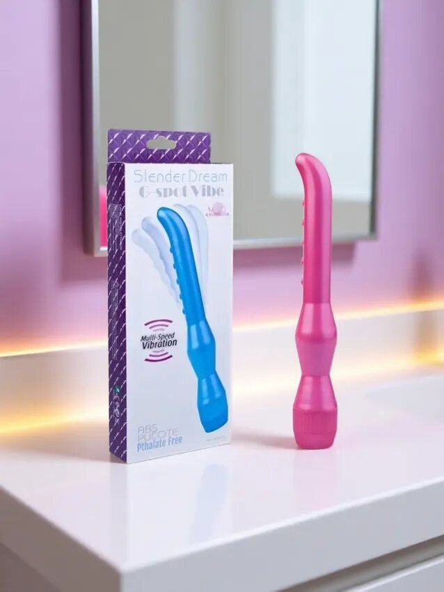 Тонкий длинный вибратор «Aphrodisia». ABS-пластик, голубой, 18 см