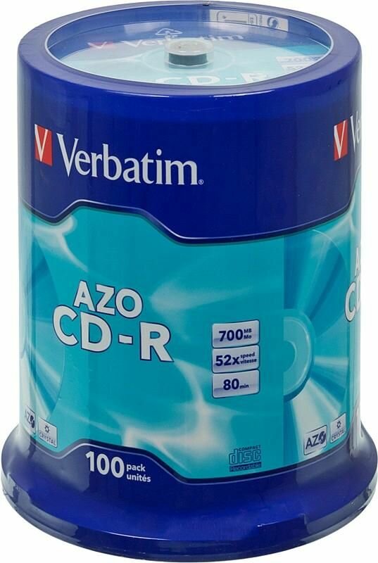 Диск CD-R Verbatim 700 Mb, 52х Cake Boх 100 шт, оптические (43430)