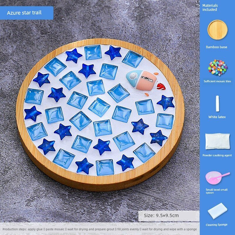 Синее звездное путешествие: набор для мозаики для подставок, ручная работа, материалы для студентов