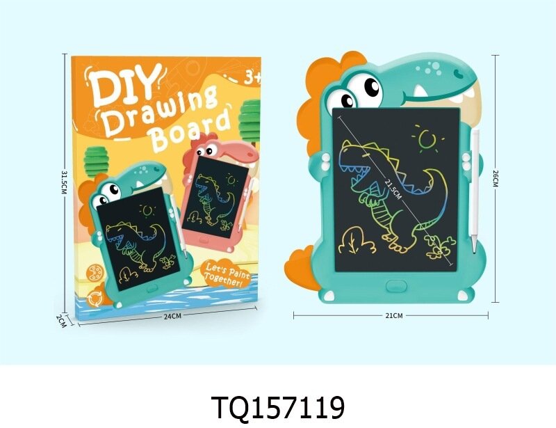 Детская электронная доска для рисования с изображением мультяшного динозавра, ЖК-дисплей, функция стирания одним нажатием, цветная доска для граффити, игрушка.