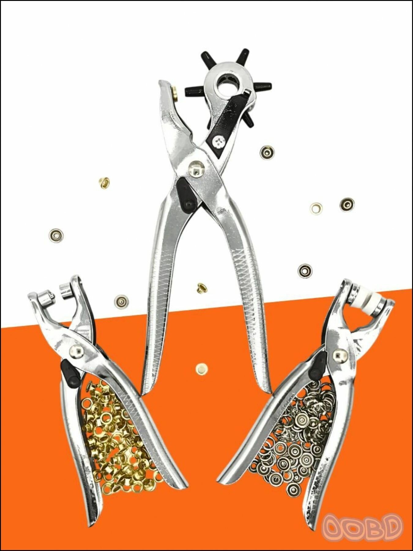 Дырокол 3в1 заклепочник кнопочник с люверсами для кожи, ткани, резины / просекатель