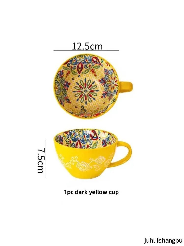 Кружка керамическая 500 мл 1 шт Темно-желтая чашка для чая кофе керамика 12.5 см