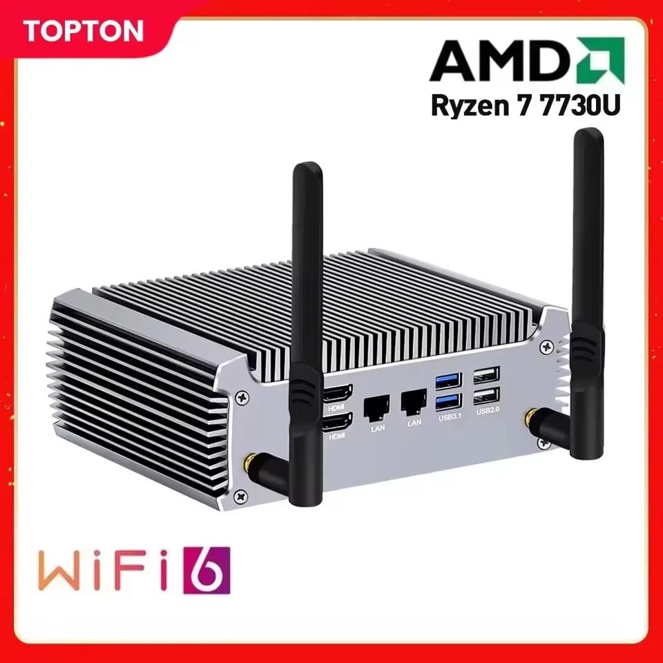 Topton FU02 Мини-ПК AMD Ryzen No Ram No HD No WiFi, Ryzen 7 5825U