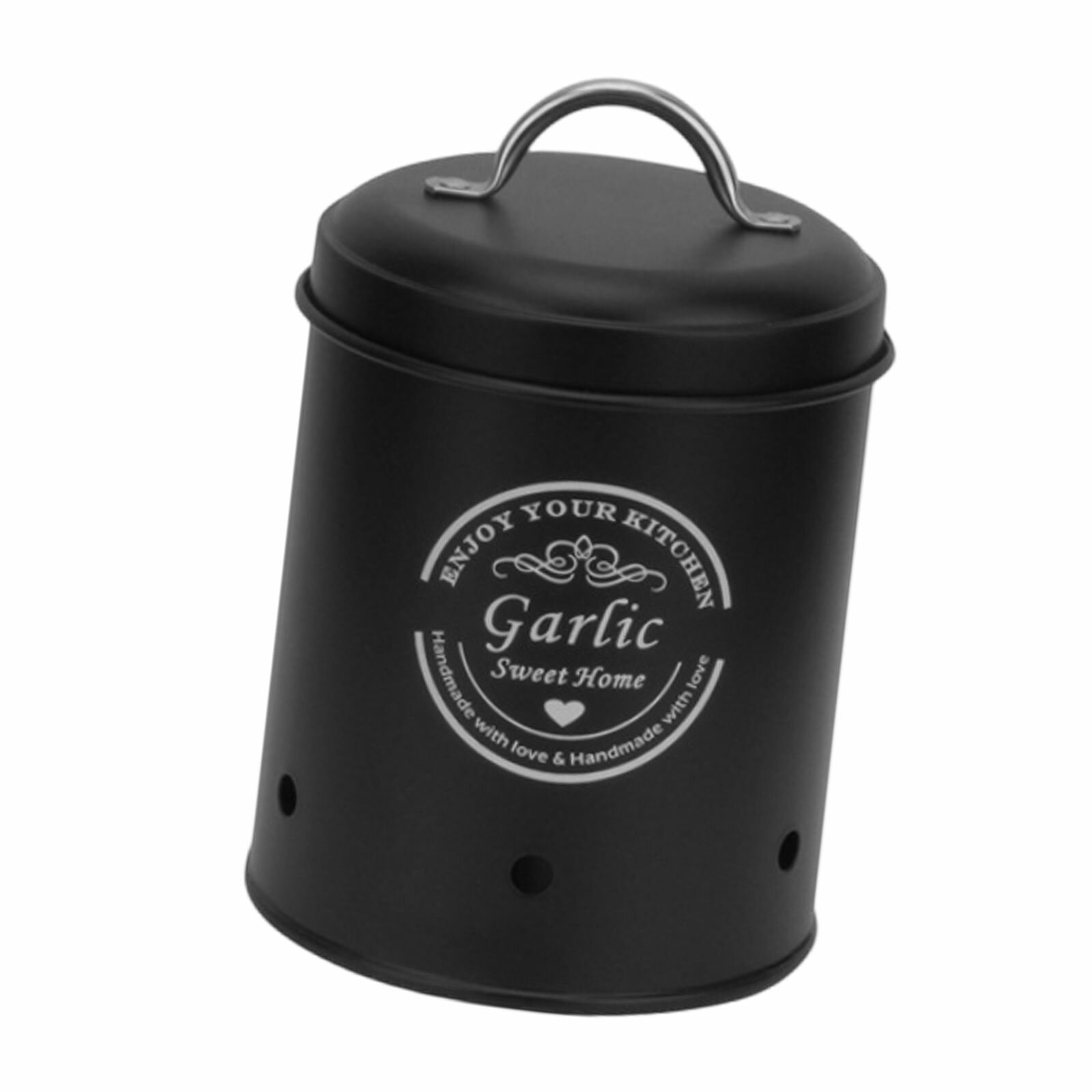 Черный металлический контейнер для хранения продуктов кухонной столешницы