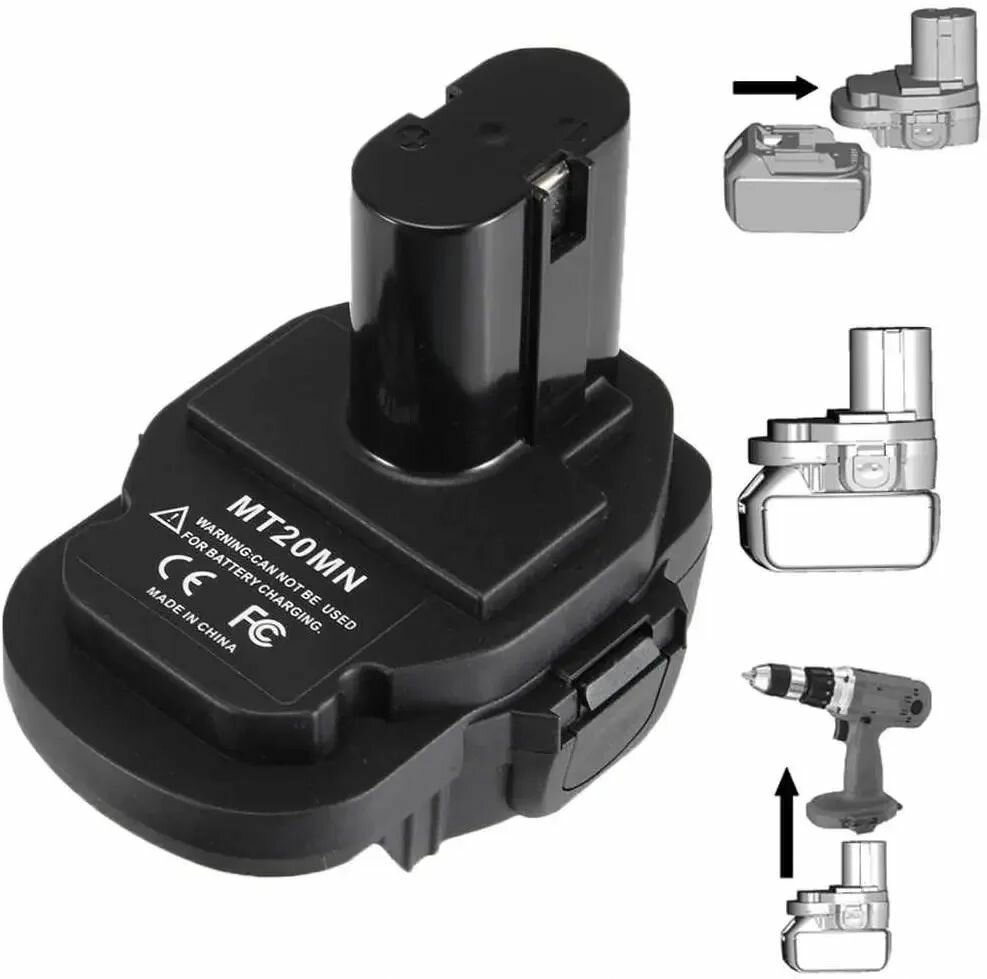 Переходник-конвертер совместим с литий-ионными аккумуляторами Makita 18 В для электроинструментов, которые преобразуют свои батареи в никель-металлгидридные/никель-кадмиевые аккумуляторы Makita 18 В.