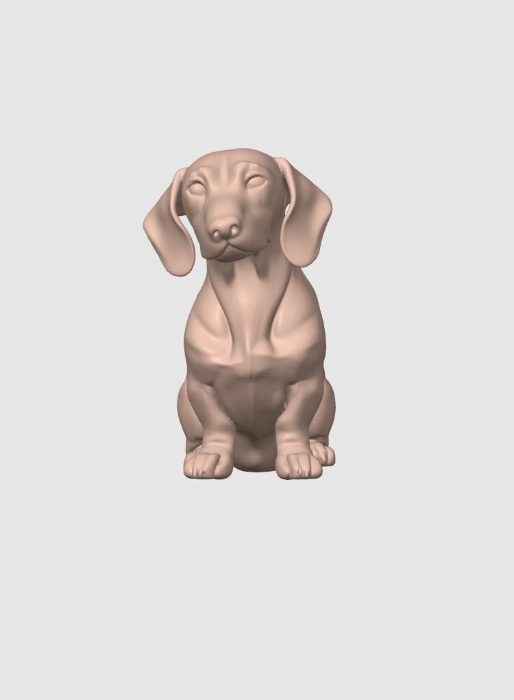 Эксклюзив! Ростовая статуэтка собаки - Такса (10 см, бежевый матовый) - Верный друг, подарок, талисман