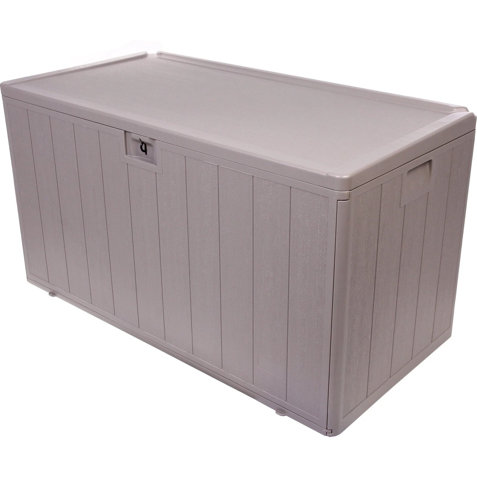 Сундук уличный пластиковый "SN-DB105" для дачи и сада, песочный, имитация дерева, 122х61х67 см, с петлей под замок