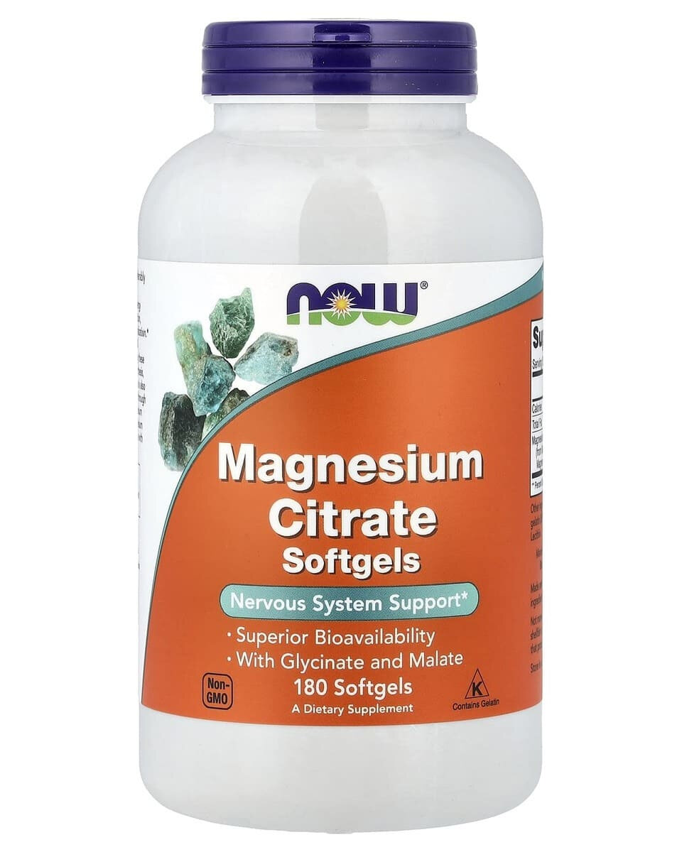 NOW Foods Magnesium Citrate, Цитрат магния 180 гелевых капсул
