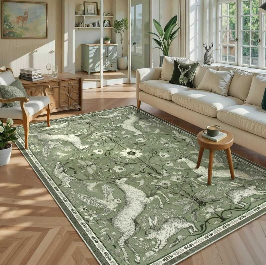 Ковры на пол для комнаты 150x200/Анималистический принт в стиле бохо/Современный/Моющийся/ковер большой на пол для кухни спальни прихожей