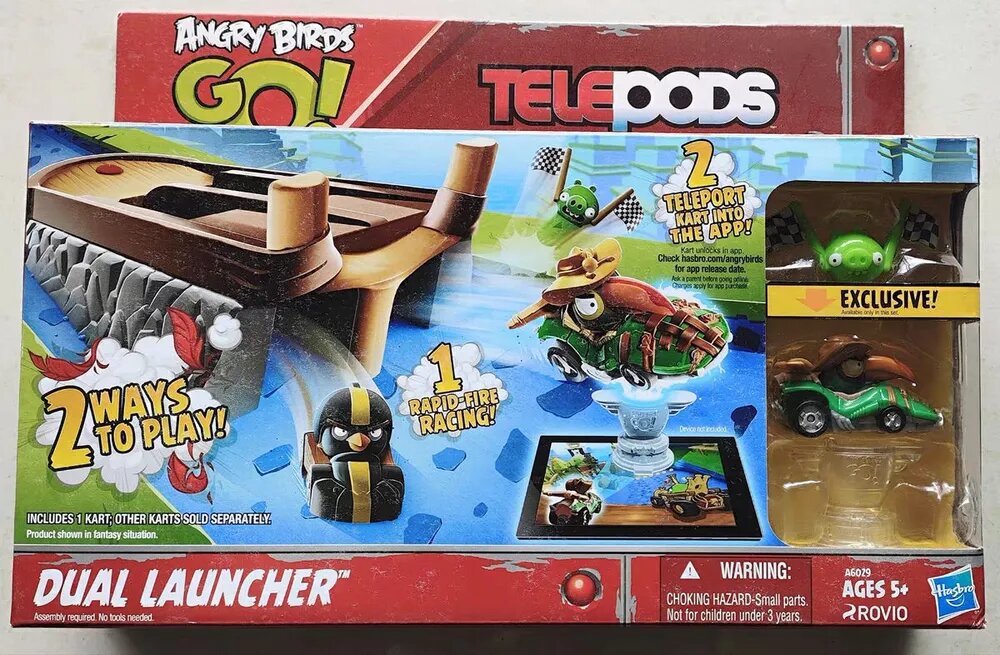 Angry Birds Go Dual Launcher Аксессуар для фигурок, гоночный набор с двумя способами игры, для мальчиков