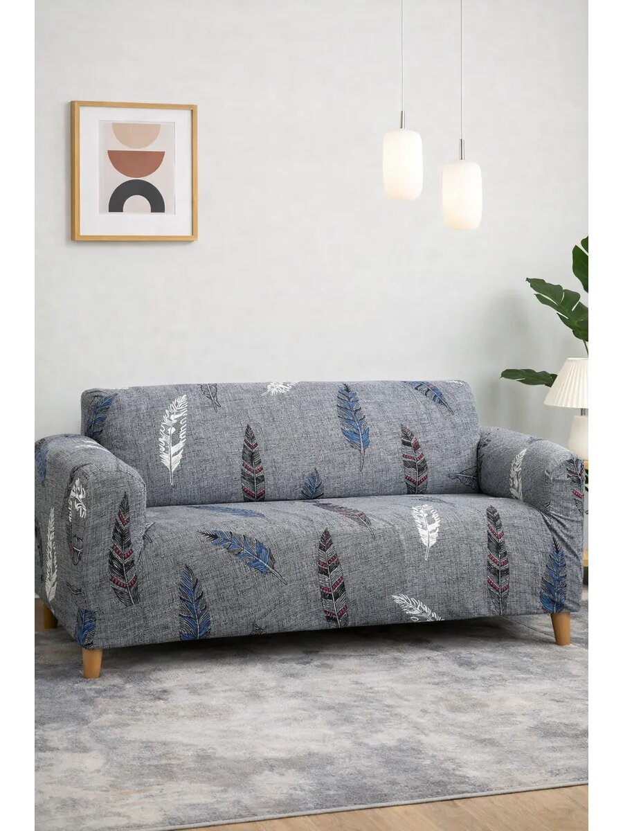 Чехол на трехместный диван на резинке универсальный