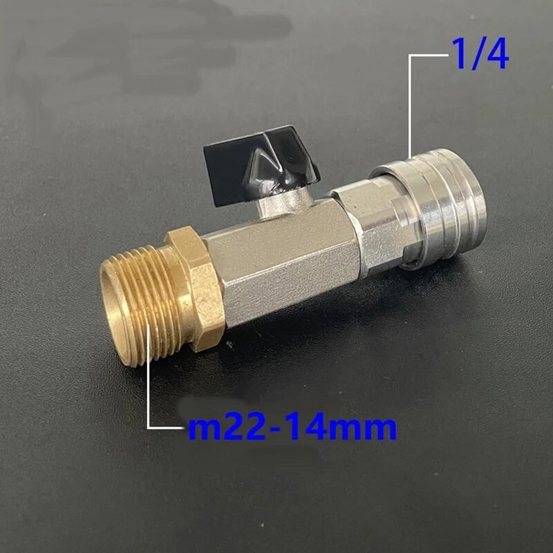 Шаровой кран для мойки высокого давления 1/4", M22, нержавеющая сталь