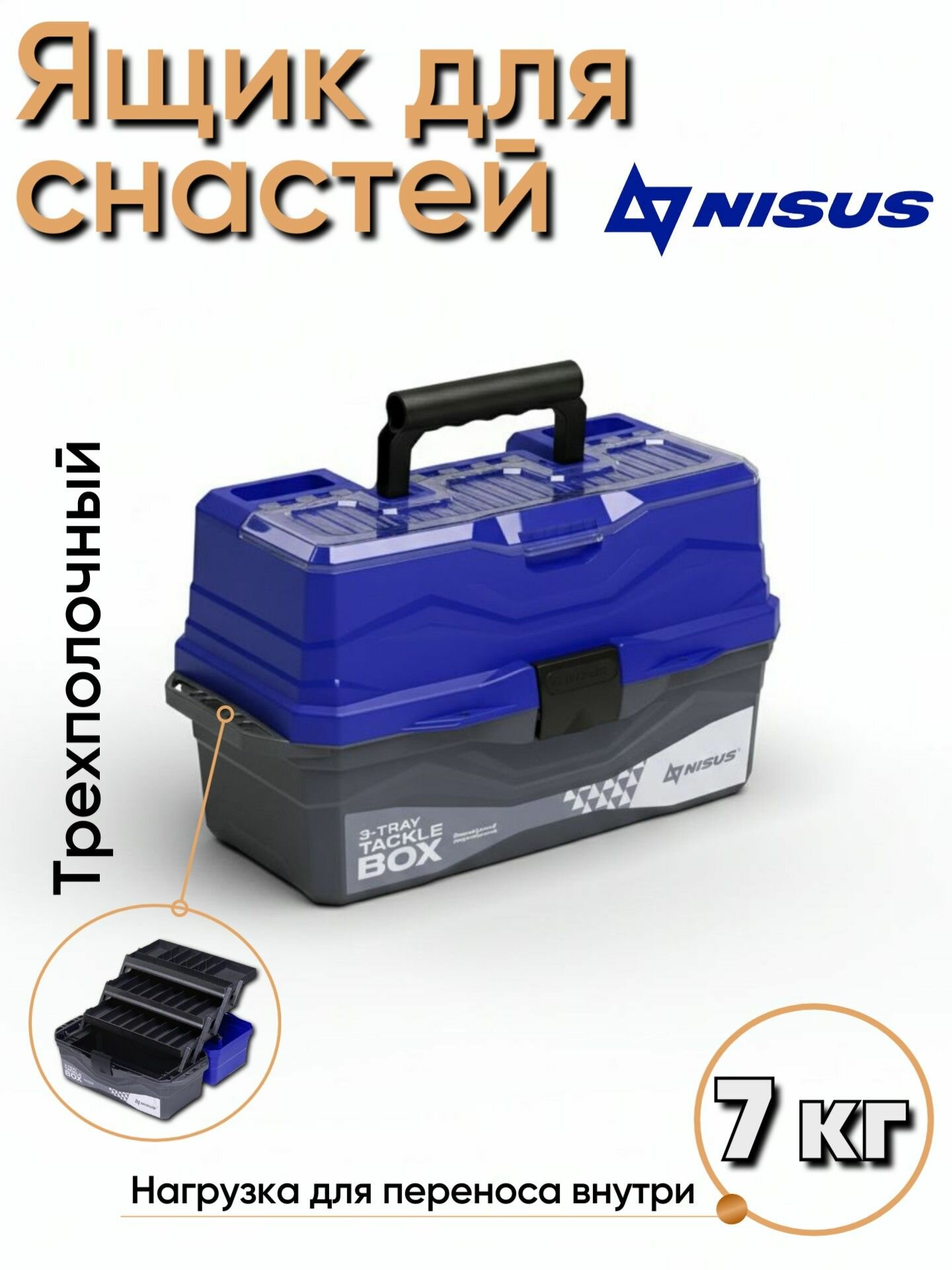 Ящик для снастей Tackle Box трехполочный синий (N-TB-3-B) NISUS