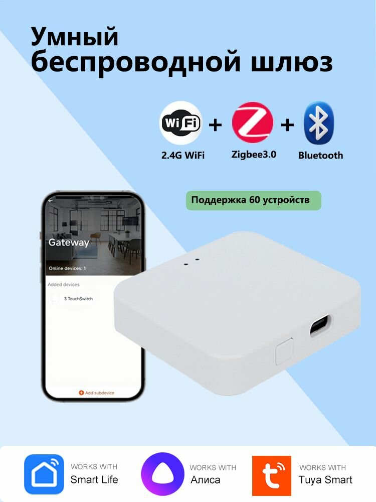 Умный беспроводной шлюз Zigbee 3.0 + Bluetooth Tuya MINI Smart life беспроводной хаб WIFI для умного дома