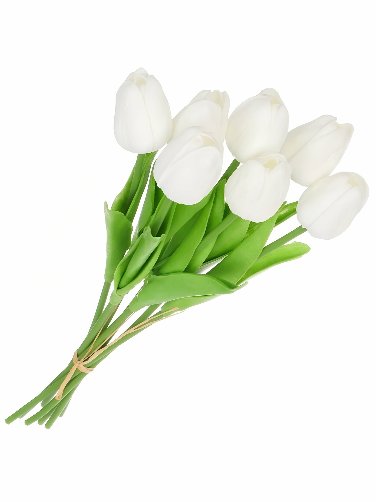 Искусственные цветы Тюльпаны белые букет 7 штук 30 см для декора дома и офиса, настольный декор в современном стиле Y6-10420/A300010