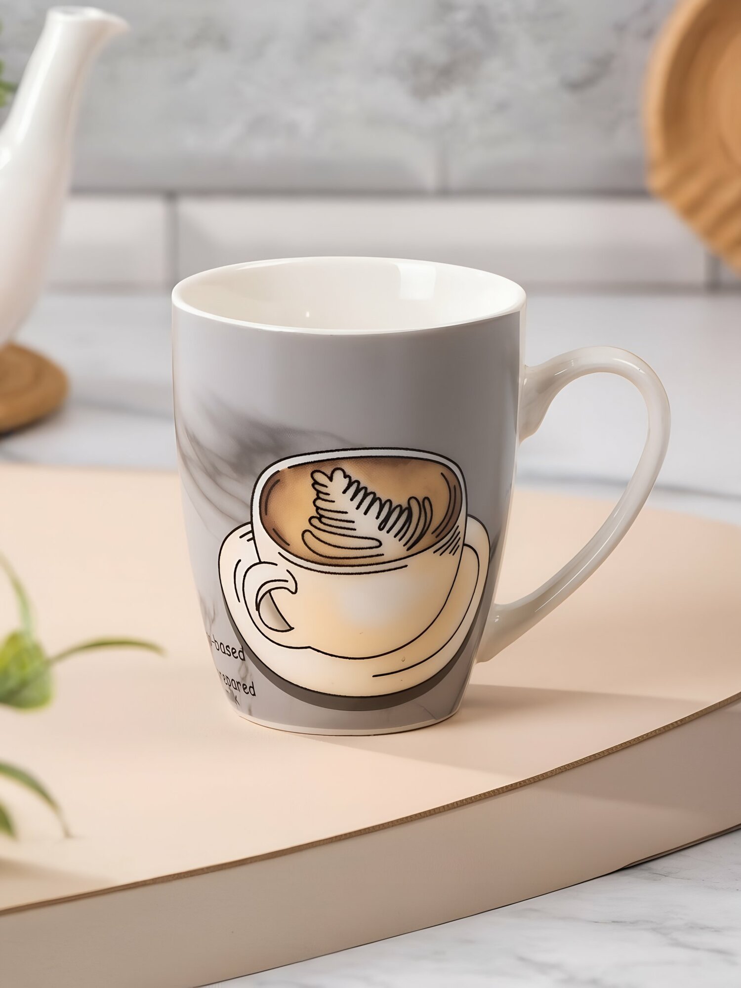 Керамическая кружка 350 мл Кофейный ассортимент Y4-8993, стильная посуда для чая и кофе, подарок близким и коллегам