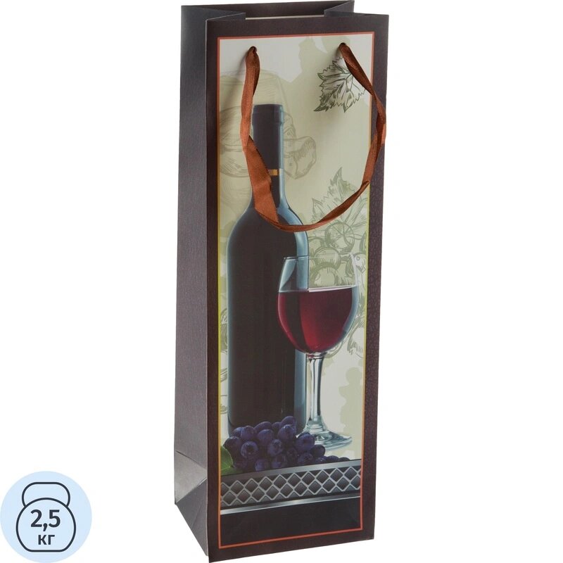 Пакет подарочный ламин. для бутылки, Вино, 12х36х9см, GBT011
