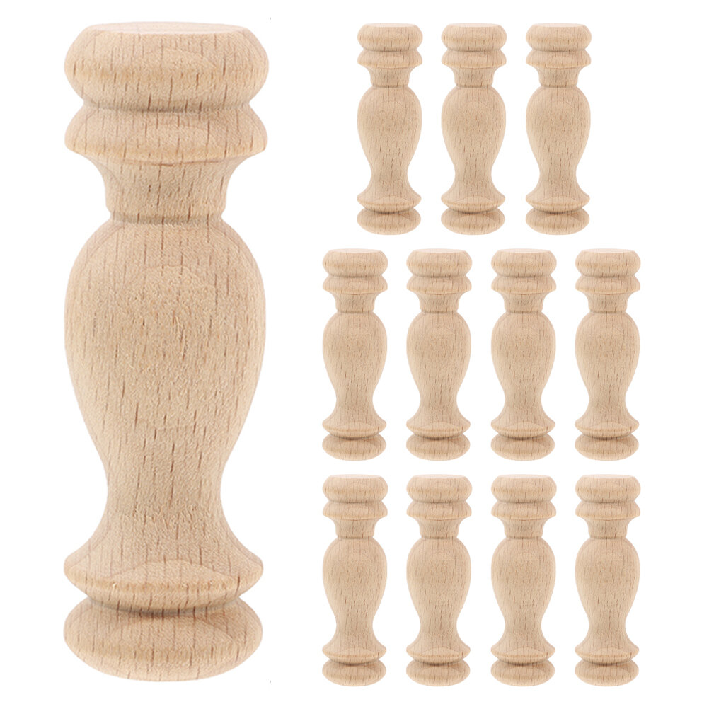 Деревянные финалии для дизайна интерьера, MADE для DIY проектов, размер 6x1.8x1.8 см, 12 штук
