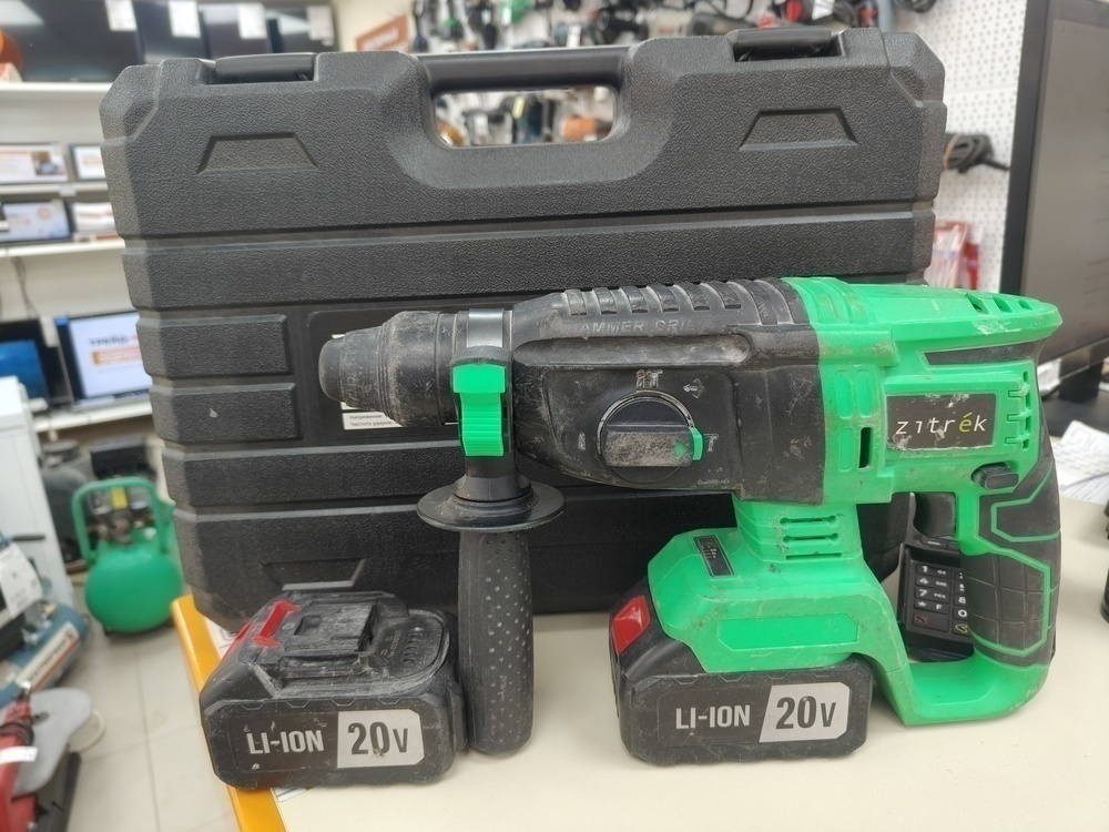Перфоратор аккумуляторный Zitrek Destroyer Pro (20В, Li-Ion аккумулятор 4 Ач - 1шт, ЗУ, кейс), Б/У, Уценка