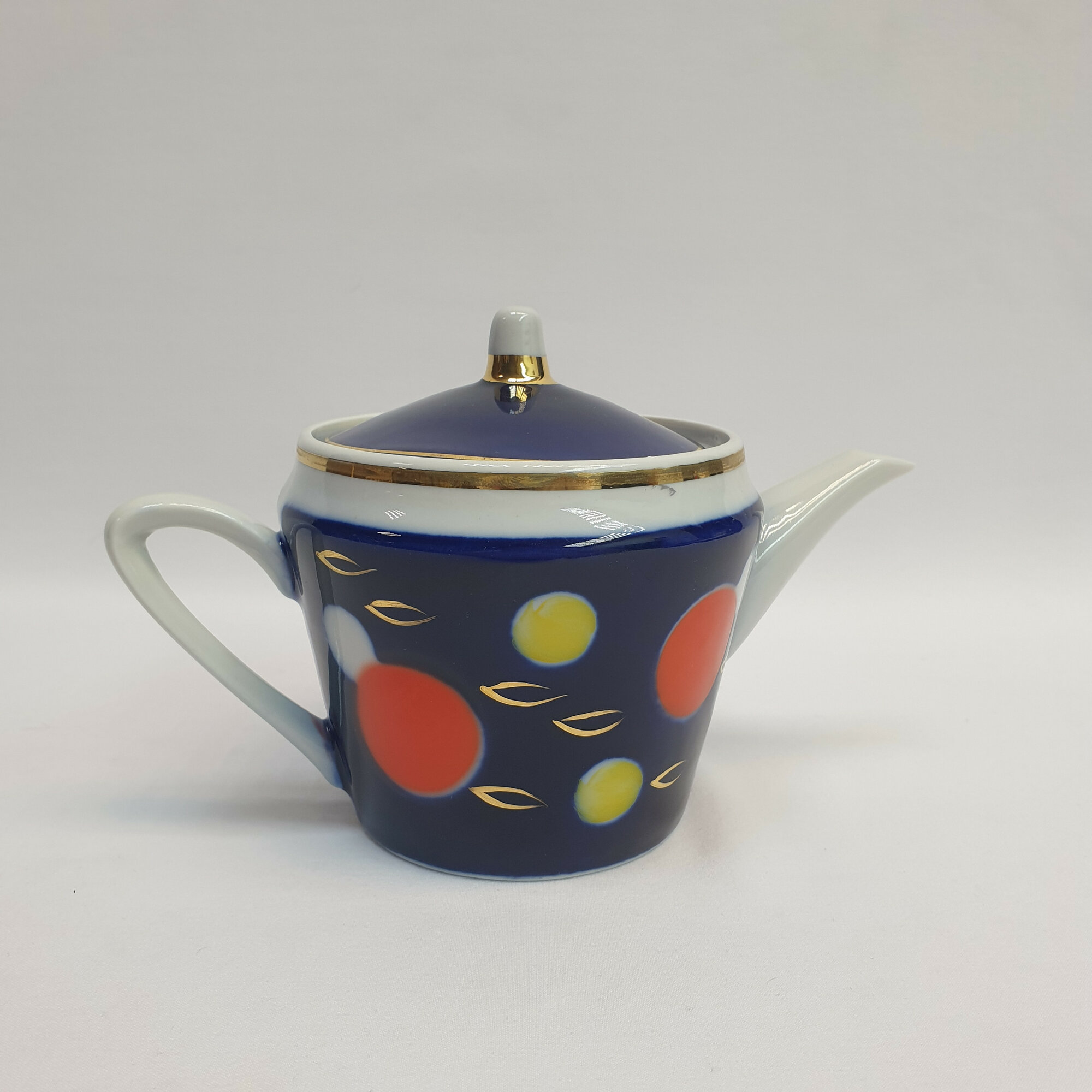 Винтажный заварочный чайник, фарфор кобальт 0.5 л, СССР