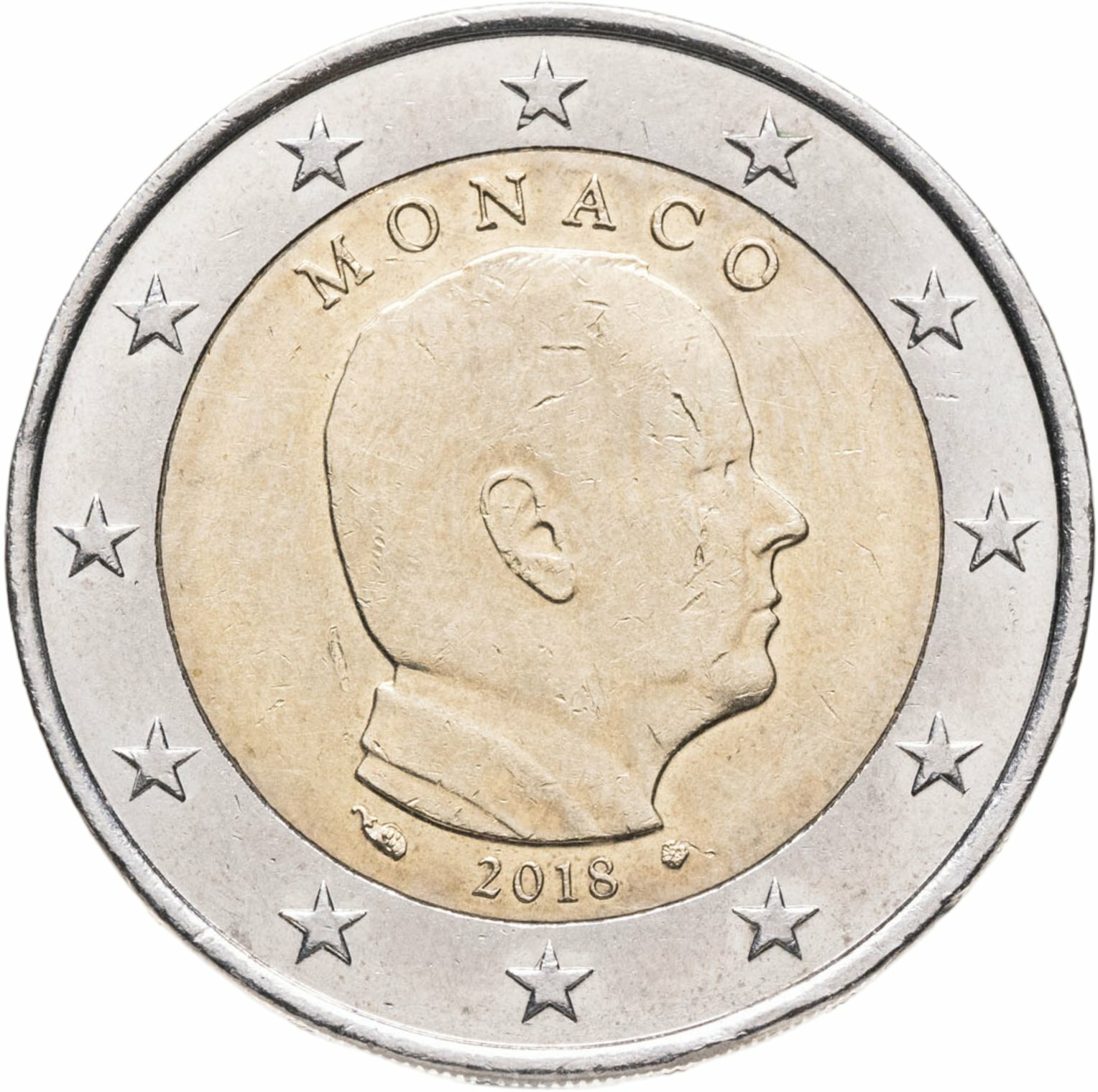 Монако 2 евро 2018, Биметалл, в сохранности AU