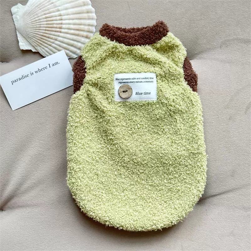 Моха зеленый Вязаная флис-жилетка для крупных собак, размер 3XL (23-30кг), зимняя одежда