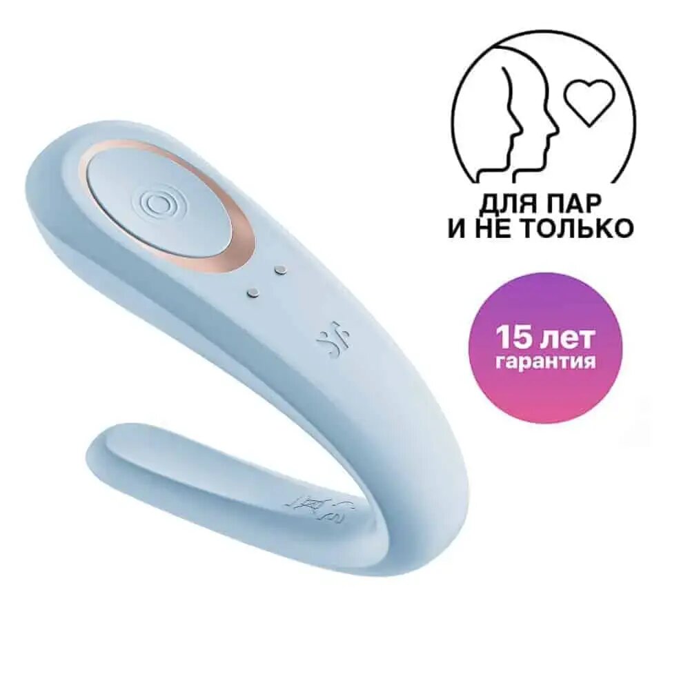 Вибратор Satisfyer Double Classic, для пар, силикон, голубой