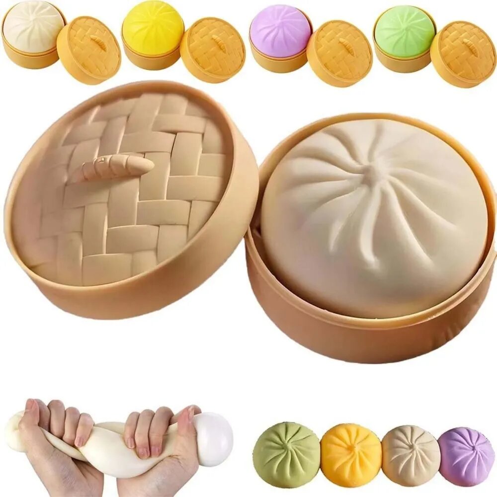 Антистресс-игрушка в форме пирога baozi с решетом 10см мягкая для расслабления и антистресс