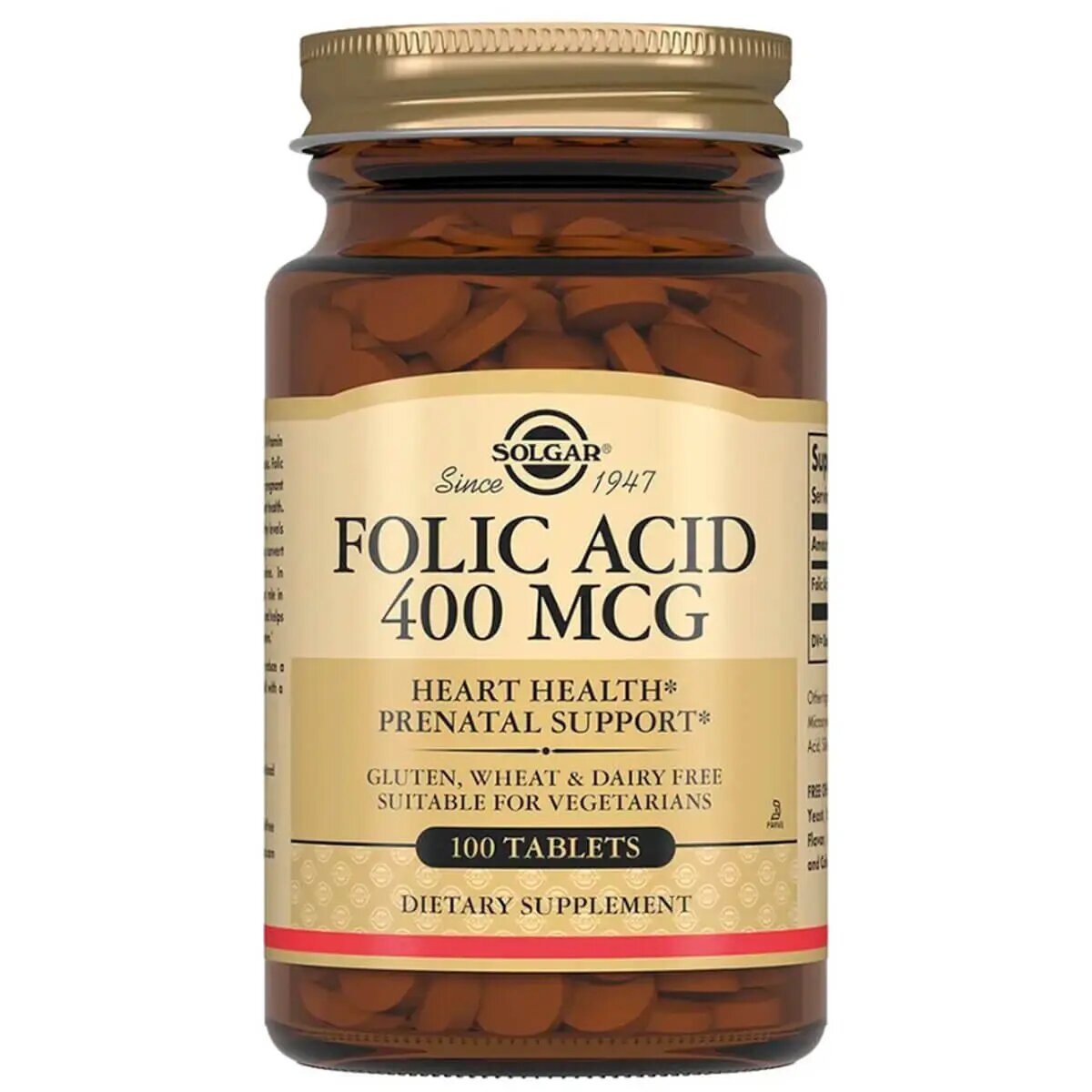 Биологически активная добавка SOLGAR Folic Acid, фолиевая кислота, таблетки, №100