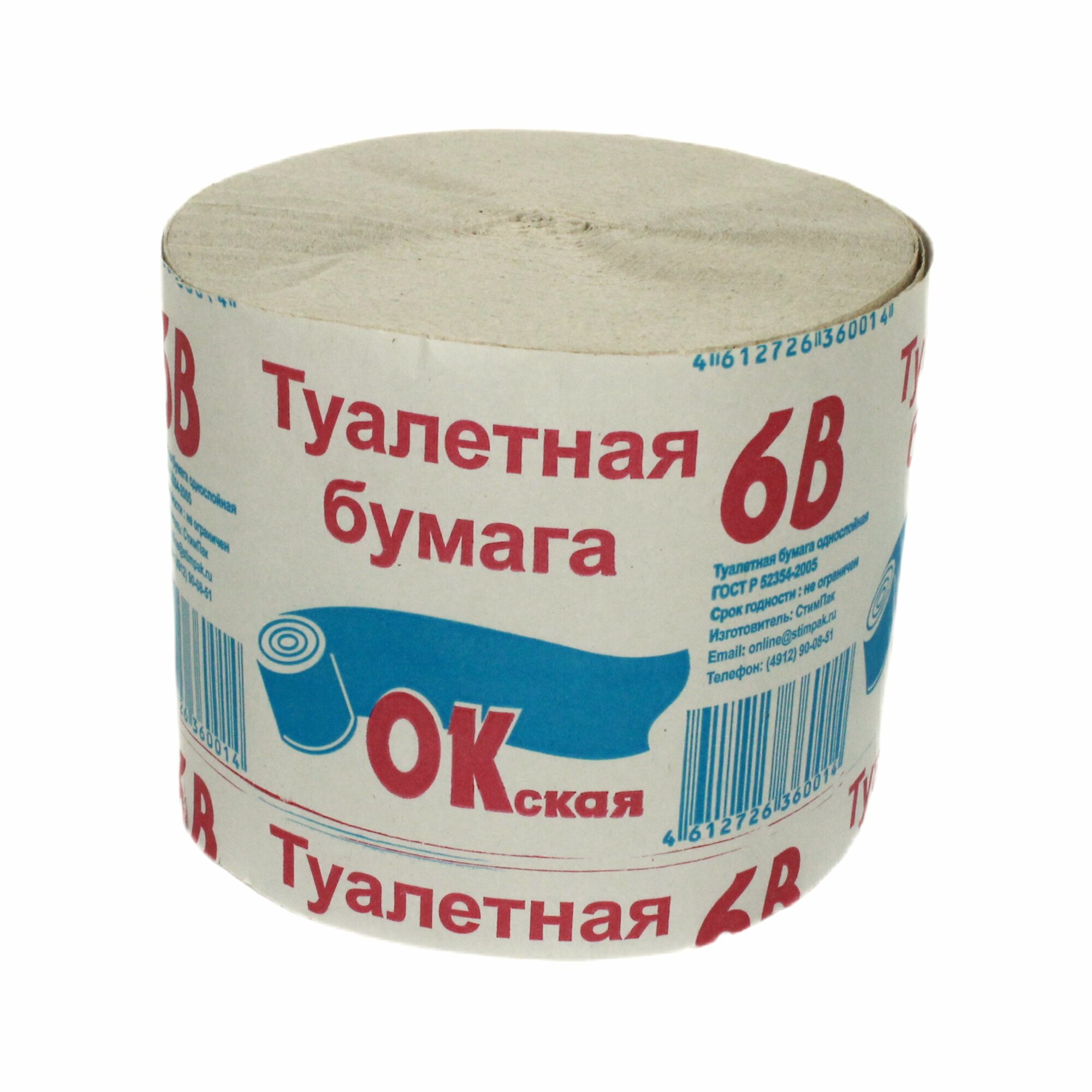 Бумага туалетная 1-слойная ст-прод окская, 1 шт/упак серая втор. Сырье