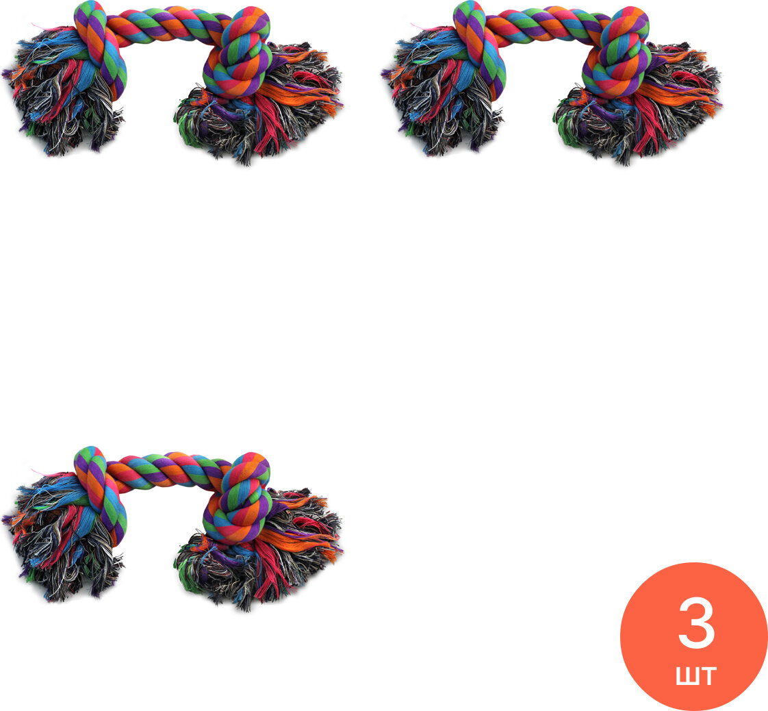 Игрушка для собак Triol / Триол веревка с двумя узлами и петлей 180мм / зоотовары для животных (комплект из 3 шт)