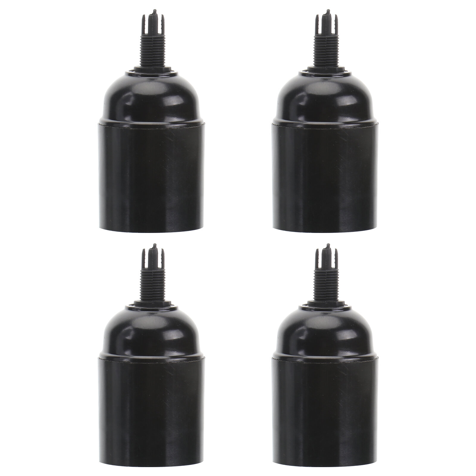 Четыре фенольных патрона е27 черного цвета для крепления ламп в интерьере