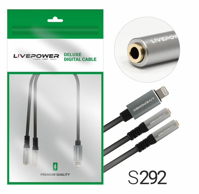 K&U Аудиокабель 3.5 мм/Apple Lightning, 1.8 м, черный